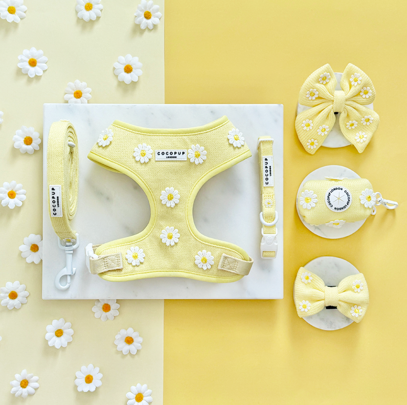 Luxe Adjustable Neck Dog Harness - Mocha Flower | Cocopup London