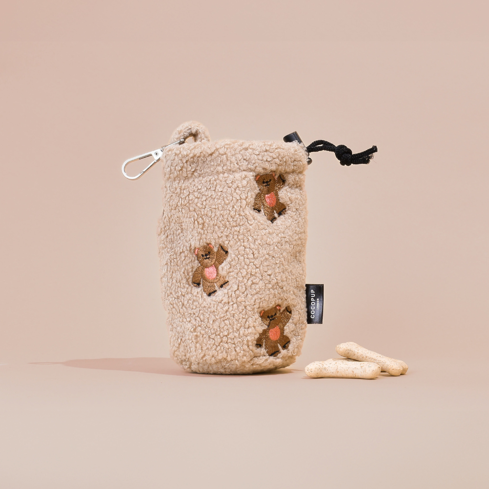 Drawstring Dog Treat Pouch - Theo Embroidered Teddy | Cocopup London