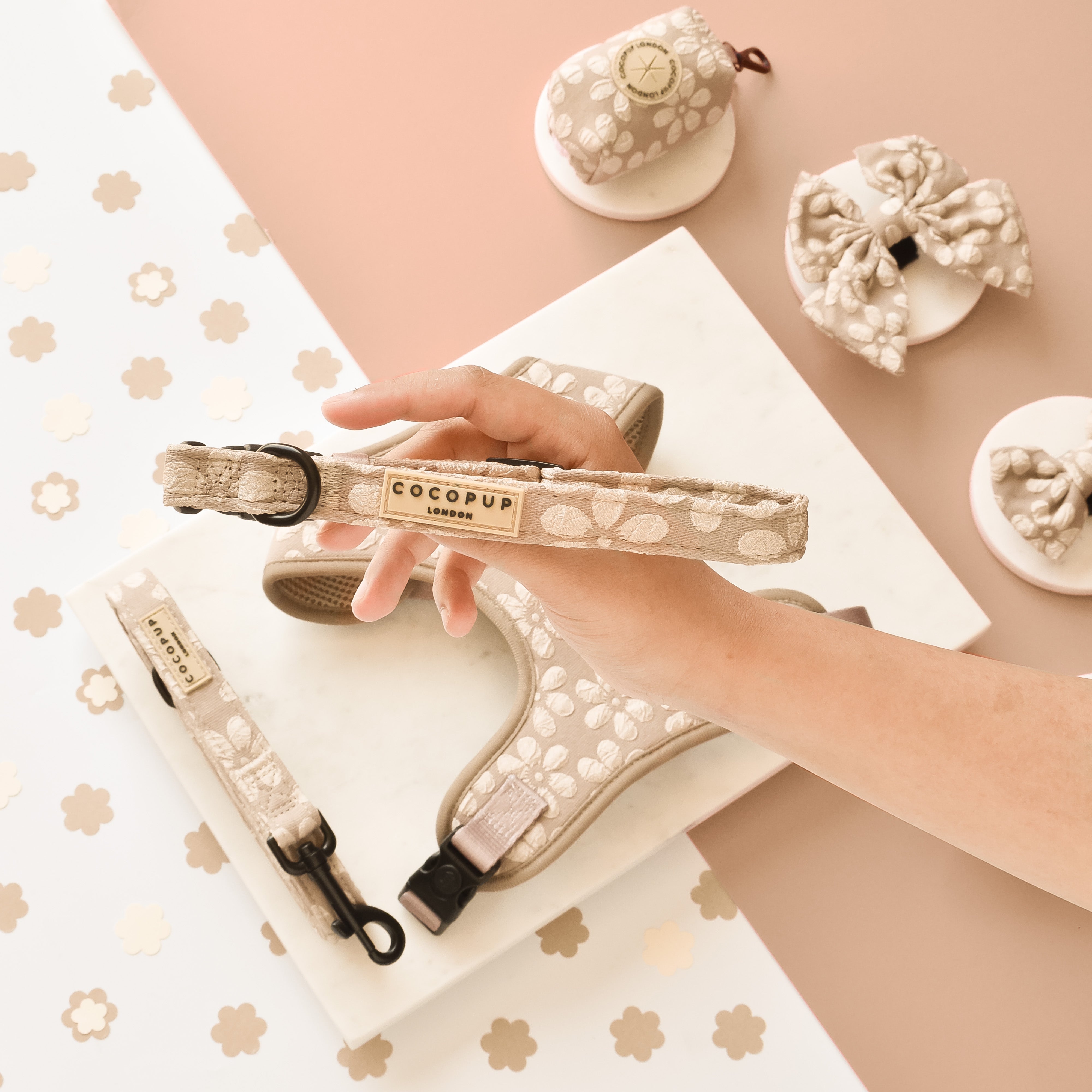 Luxe Dog Collar - Mocha Flower | Cocopup London