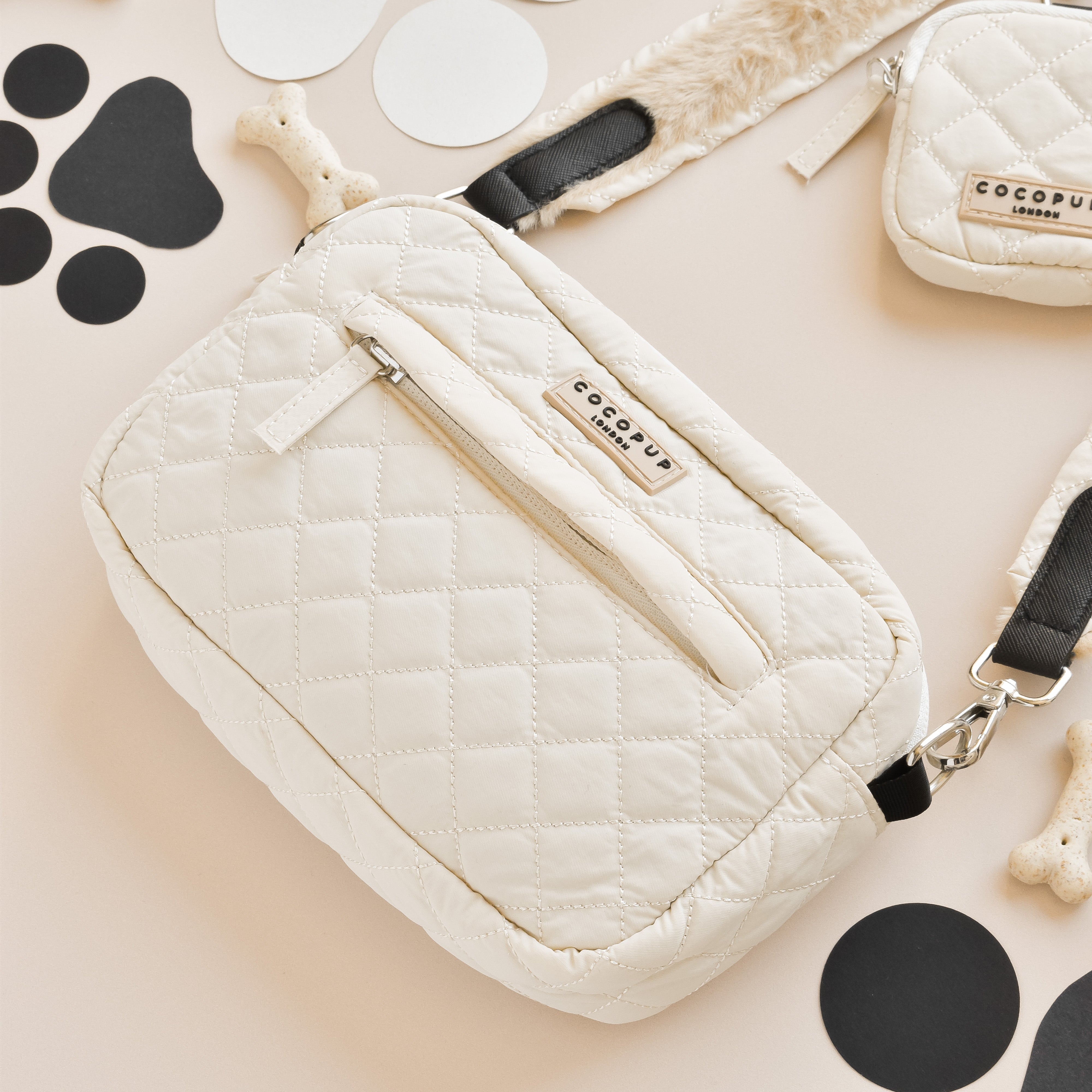 Dog Walking Bag - Cream Quilted – Cocopup London