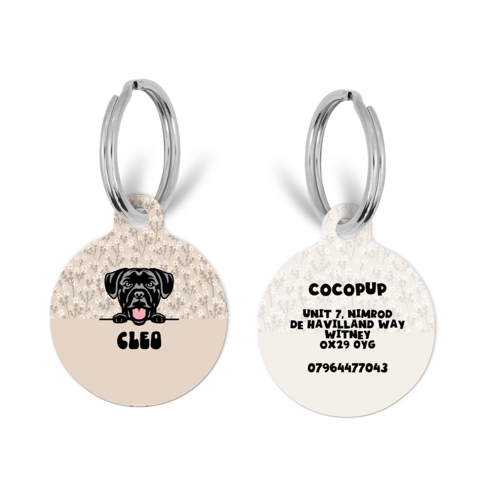 Personalised Text Dog ID Tag - Nude Flowers | Cocopup London